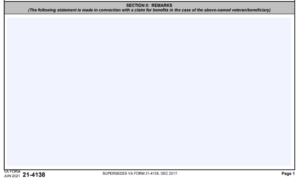 VA Statement in Support of Claim Example | Bross & Frankel