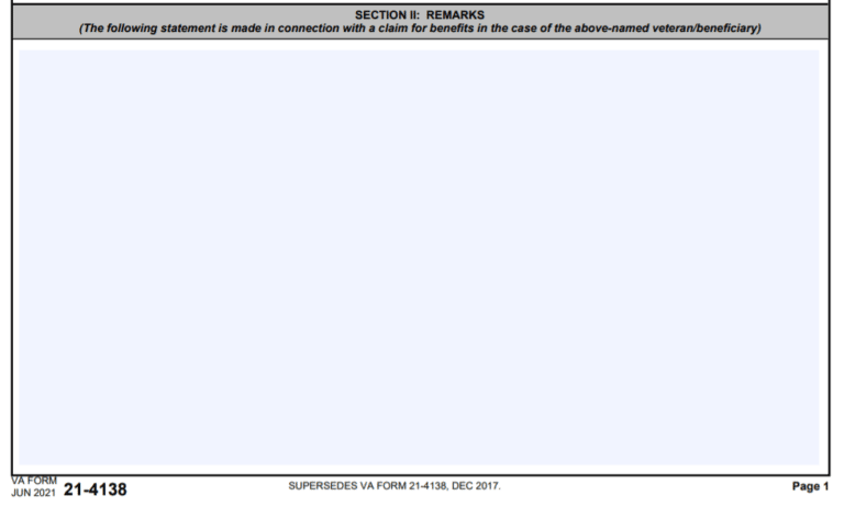 VA Statement in Support of Claim Example | Bross & Frankel